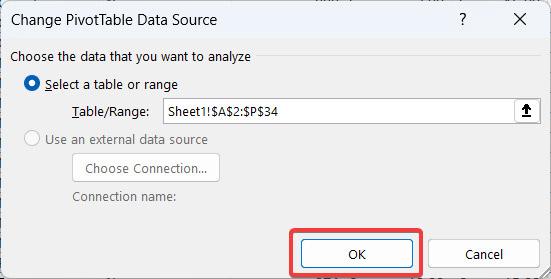 How to Change Data Source and Range in Pivot Table