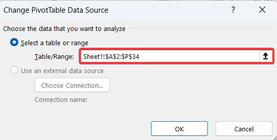 How to Change Data Source and Range in Pivot Table