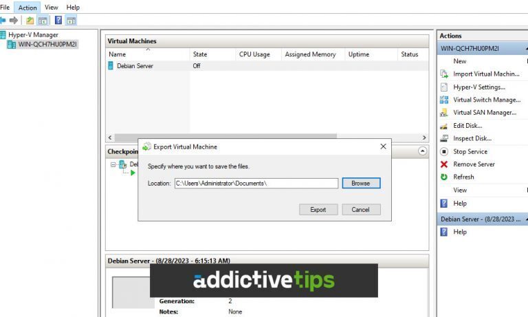 Backup Hyper-V VMs on Windows Server - Addictive Tips Guide