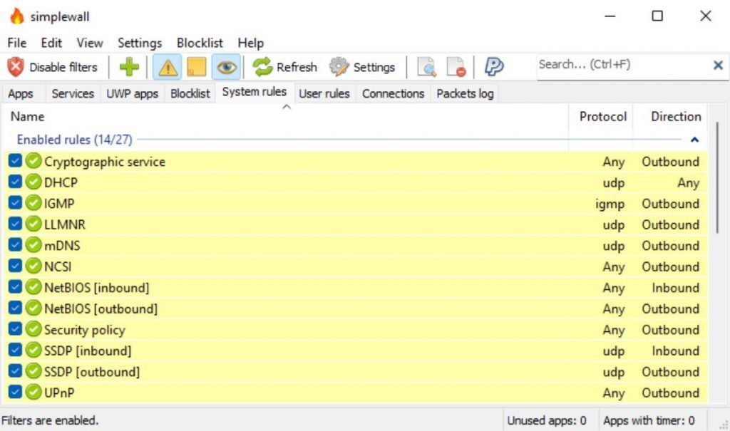 How to set up the Simplewall Firewall on Windows Server